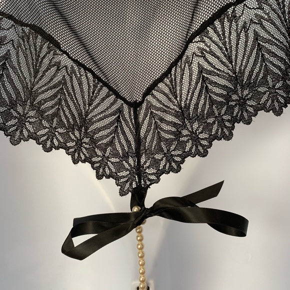 Bracli | Intimates & Sleepwear | Pearl G String Black Lace Teddy From ...